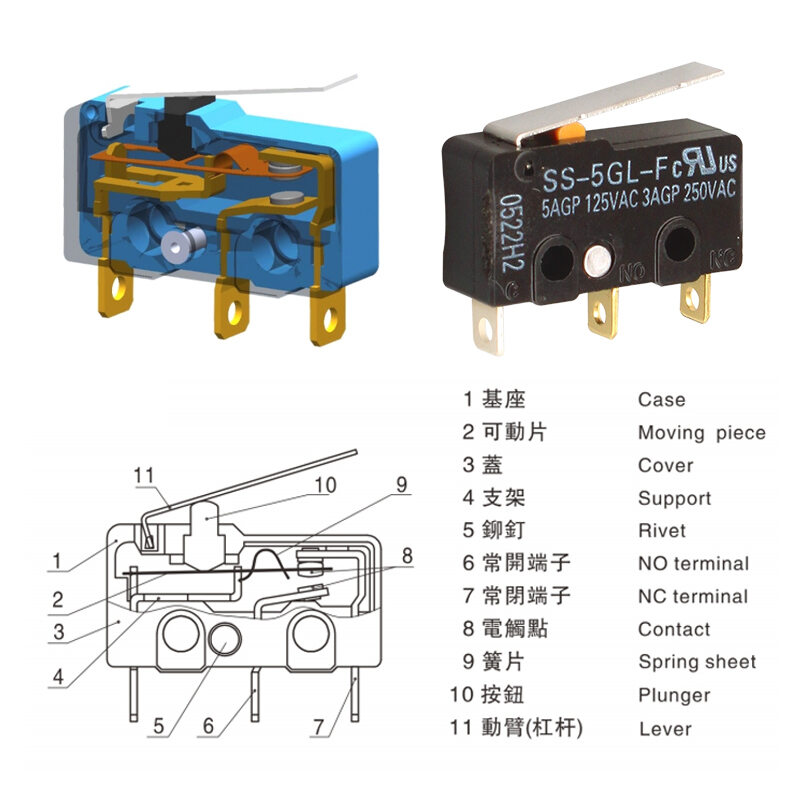 Original Import Micro Switch SS-5GL2/10/01gl13-f Small Mechanical Limit ...