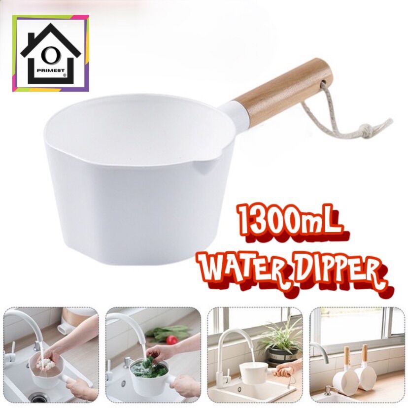 Minimalist Japanese Style Water Dipper Wooden Handle Tabo Water Scoop ...