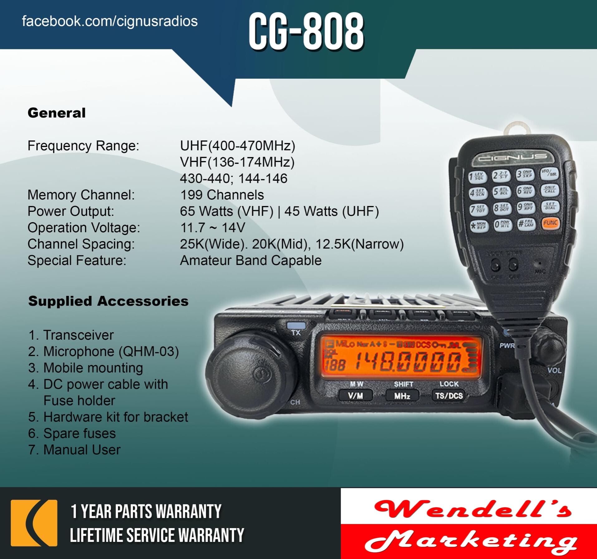CIGNUS CG808 Mobile Base Radio | Lazada PH