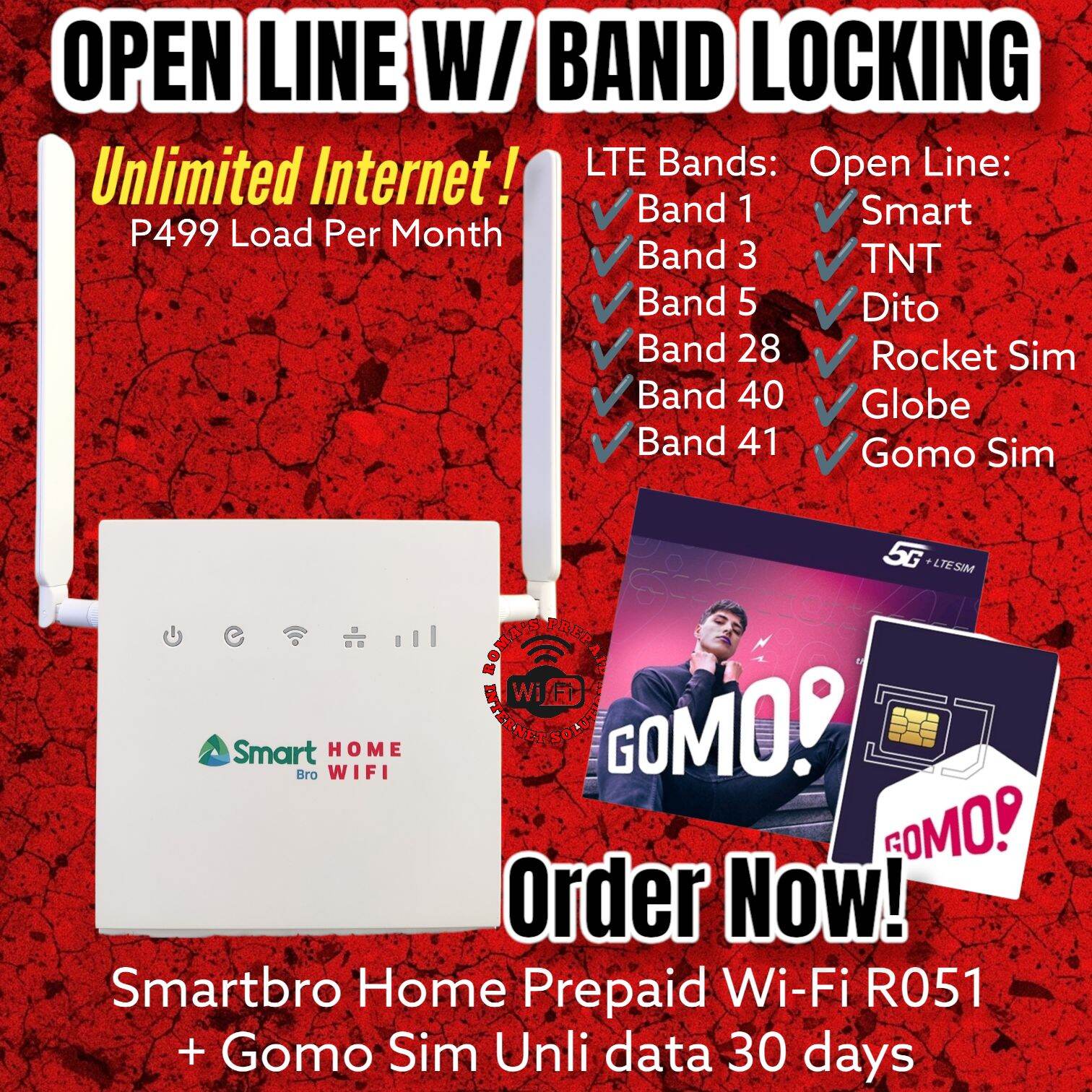 Cat 4 Smartbro Home Prepaid Wi-Fi with Rocket 20gb / Gomo sim Unli data 30 days | Lazada PH