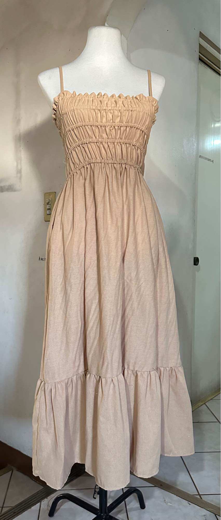 Michi garterized maxi dress womens clothing