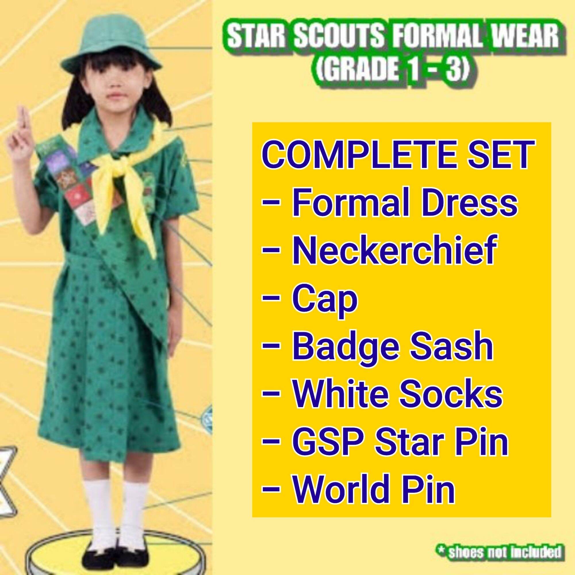 STAR SCOUT UNIFORM SET/GRADE 1 TO 3/GIRL SCOUT/TYPE A/FORMAL DRESS SET ...