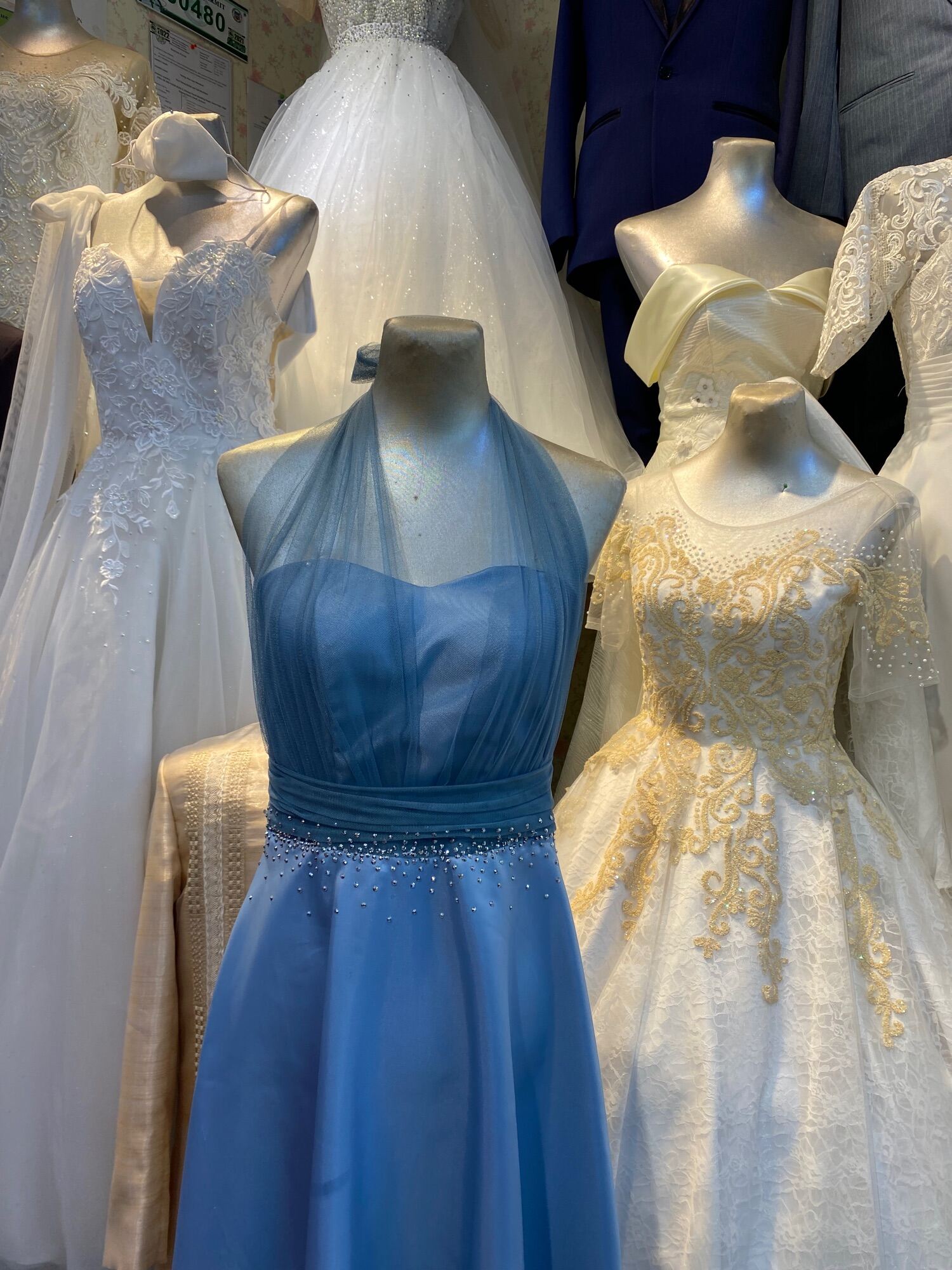 Beaded Bridesmaids Gown in Dusty Blue | Lazada PH