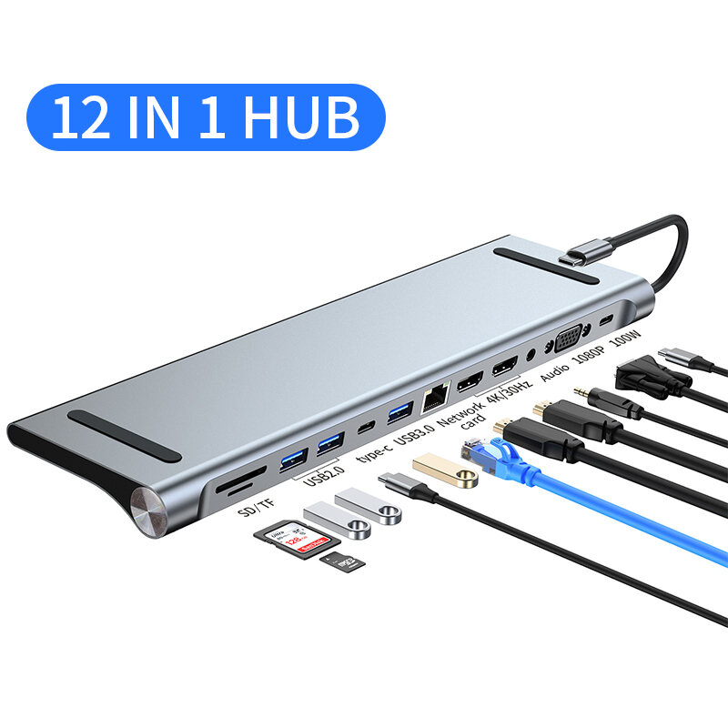 USB Type C Hub 3 0 to HDMI 4K RJ45 Network 8 in 1 SD TF card reader usb ...