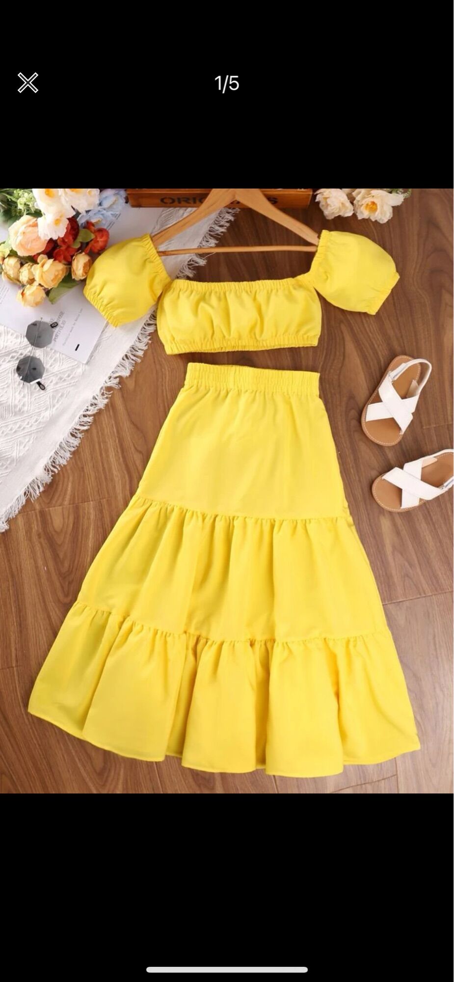 Puff sleeves terno skirt for girls 1-8yrs old | Lazada PH