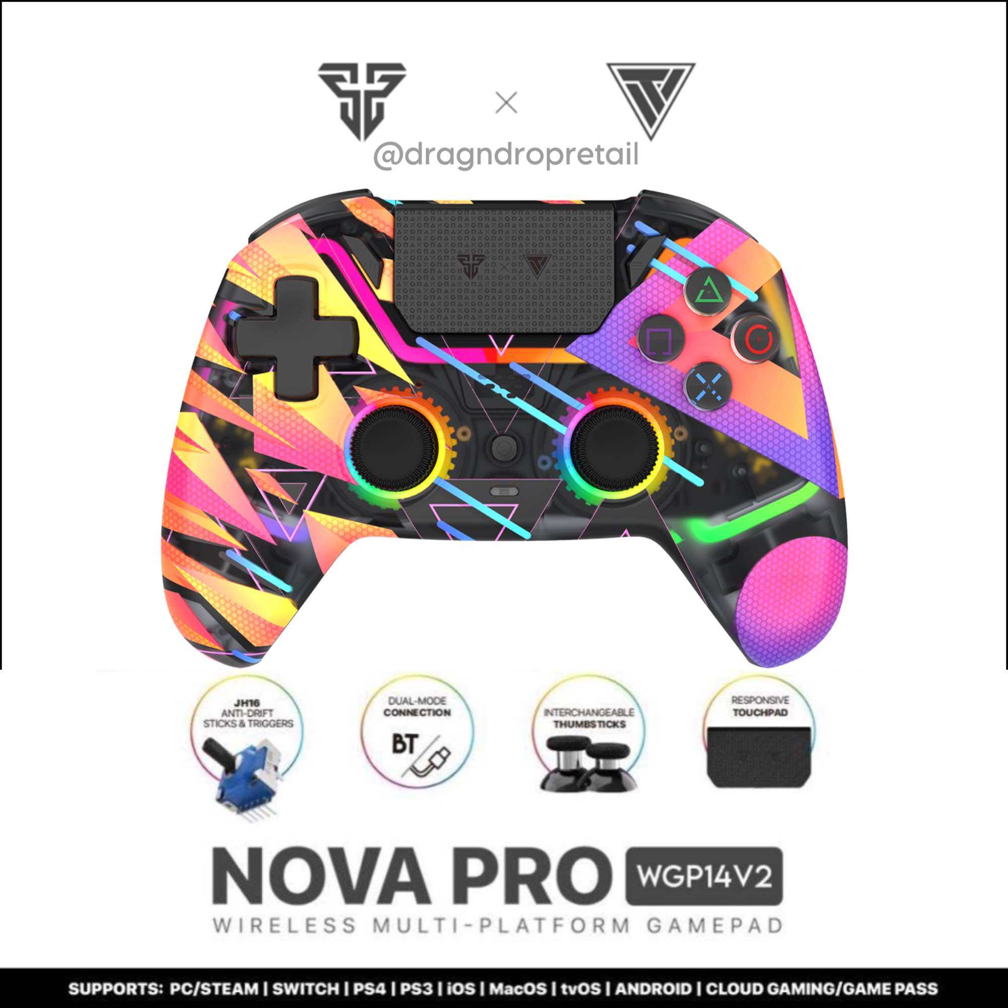 FANTECH WGP14v2 NOVA PRO Wireless Multi-Platform Gamepad, Bluetooth ...