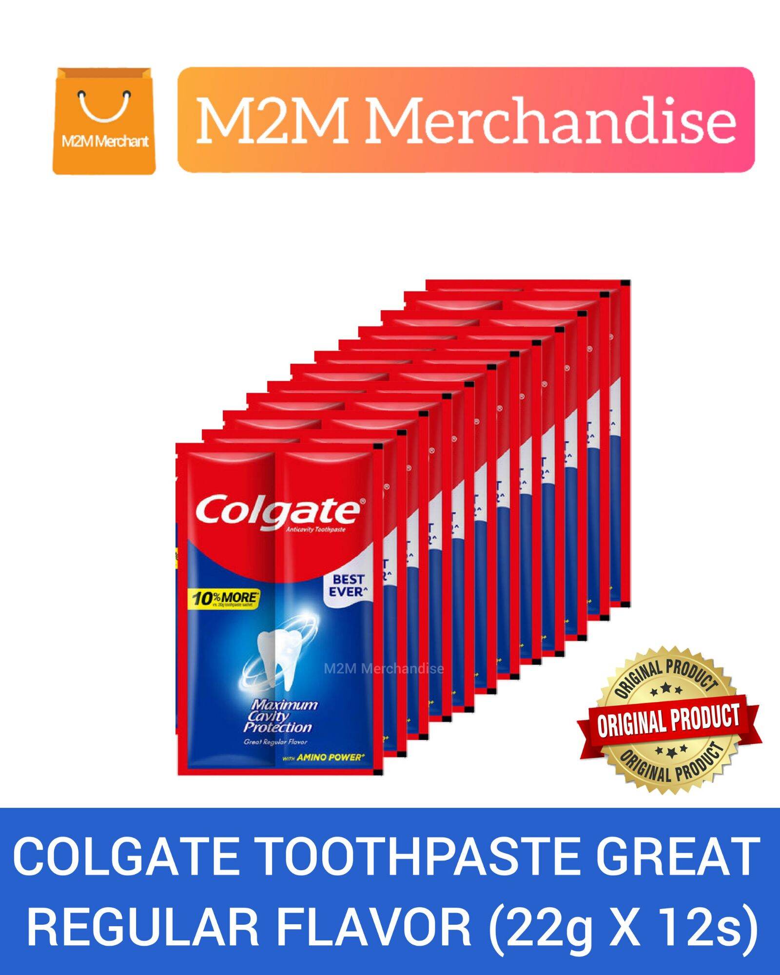COLGATE TOOTHPASTE GREAT REGULAR FLAVOR (22g X 12s) TWIN PACK SACHET ...