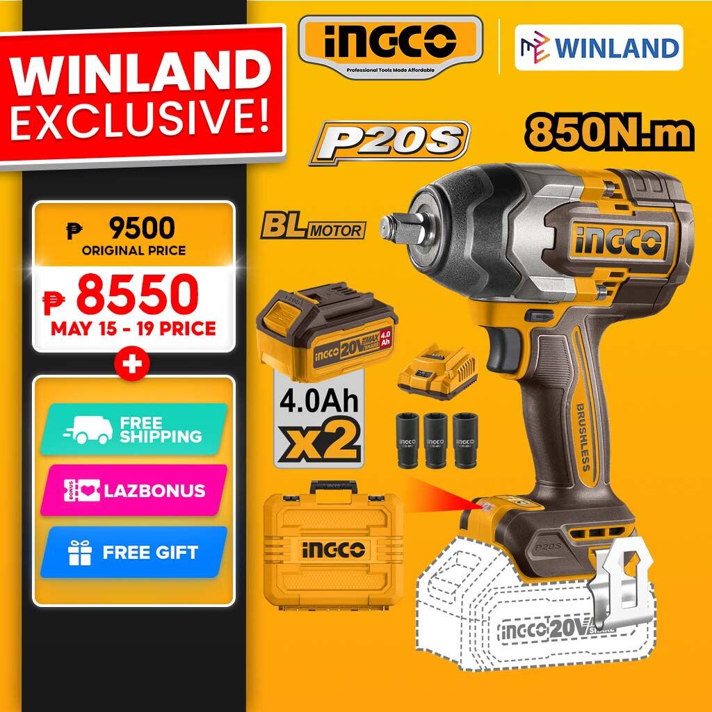 Ingco by Winland P20S 20V Brushless Cordless Lithium-Ion Impact Wrench ...
