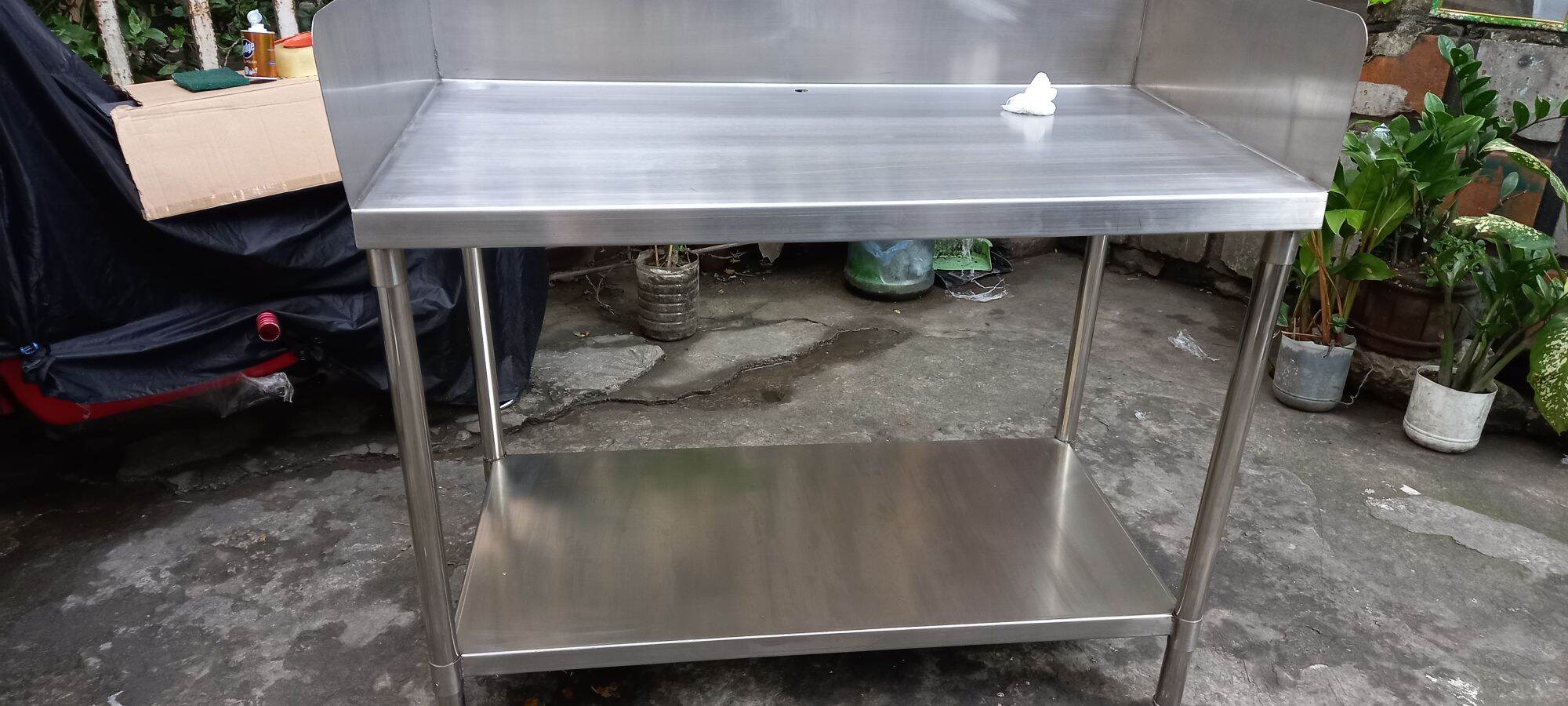 TWO LAYER STAINLESS TABLE WITH SPLASH BOARD | Lazada PH