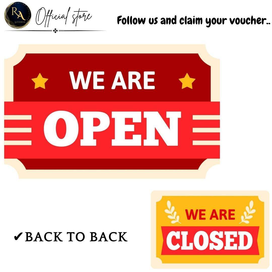 R.A PVC OPEN AND CLOSED SIGNAGE. HIGH QUALITY PRINT. BACK TO BACK ...