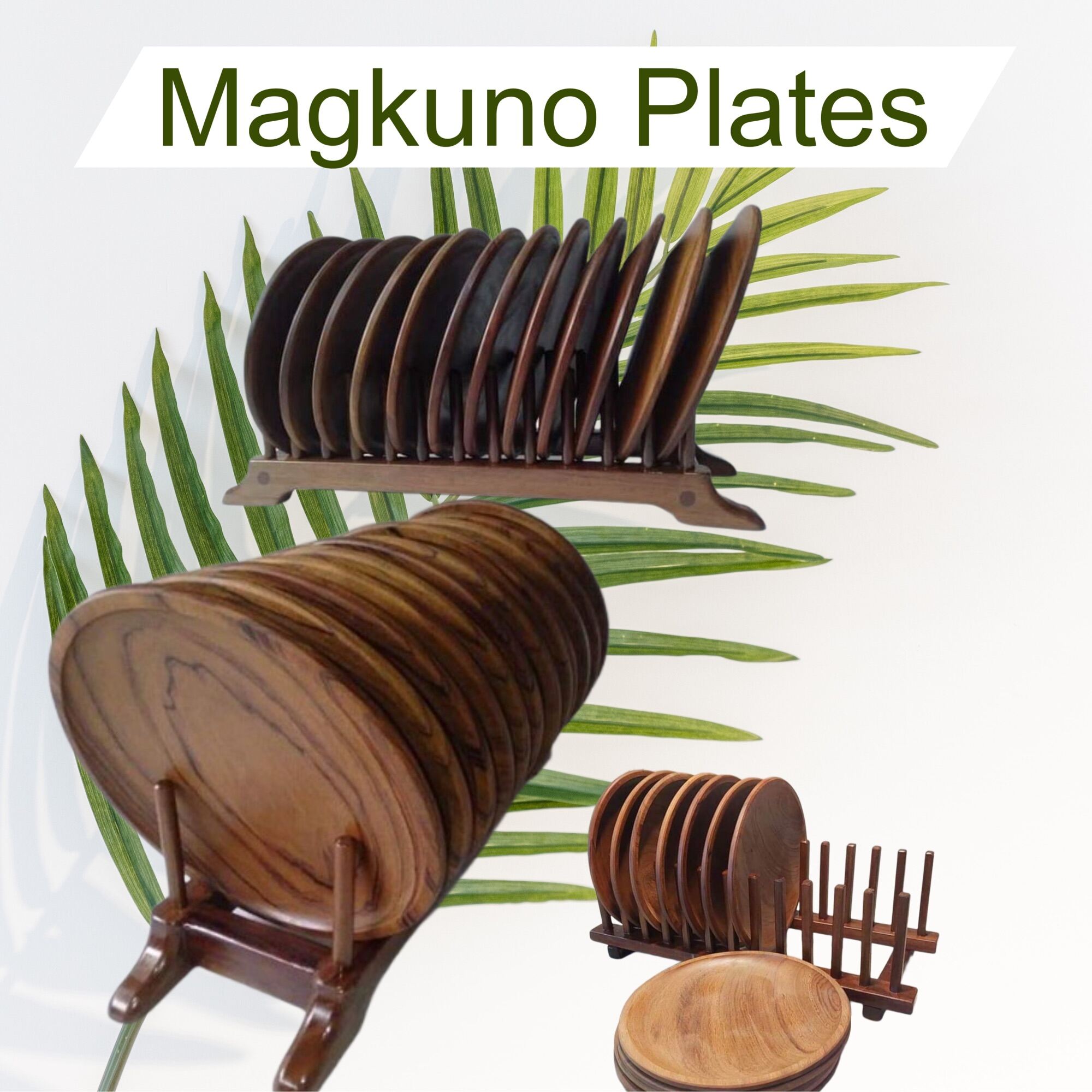 1 dozen set magkuno wood Plates 10 diameter with organizer | Lazada PH