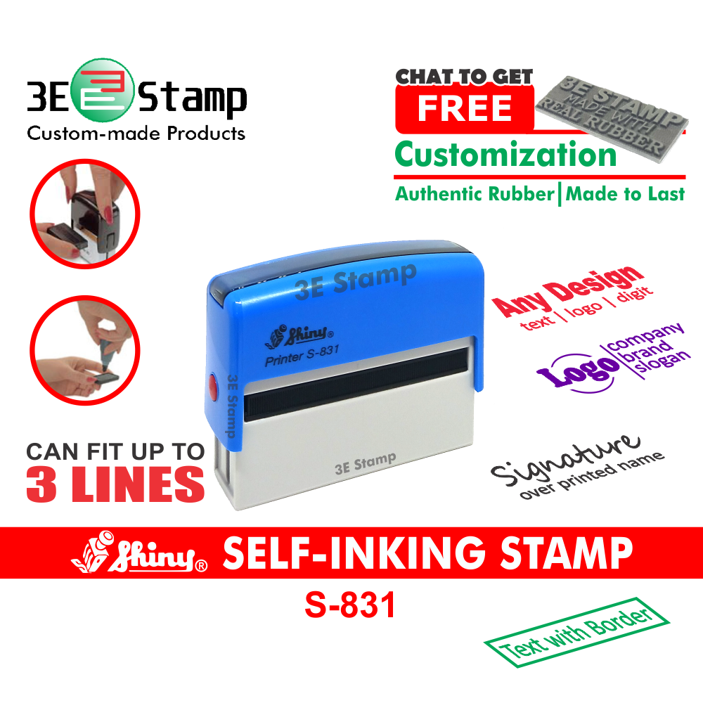 3E STAMP Shiny 831 / S831 / S-831 Self inking Stamp for Personalized ...