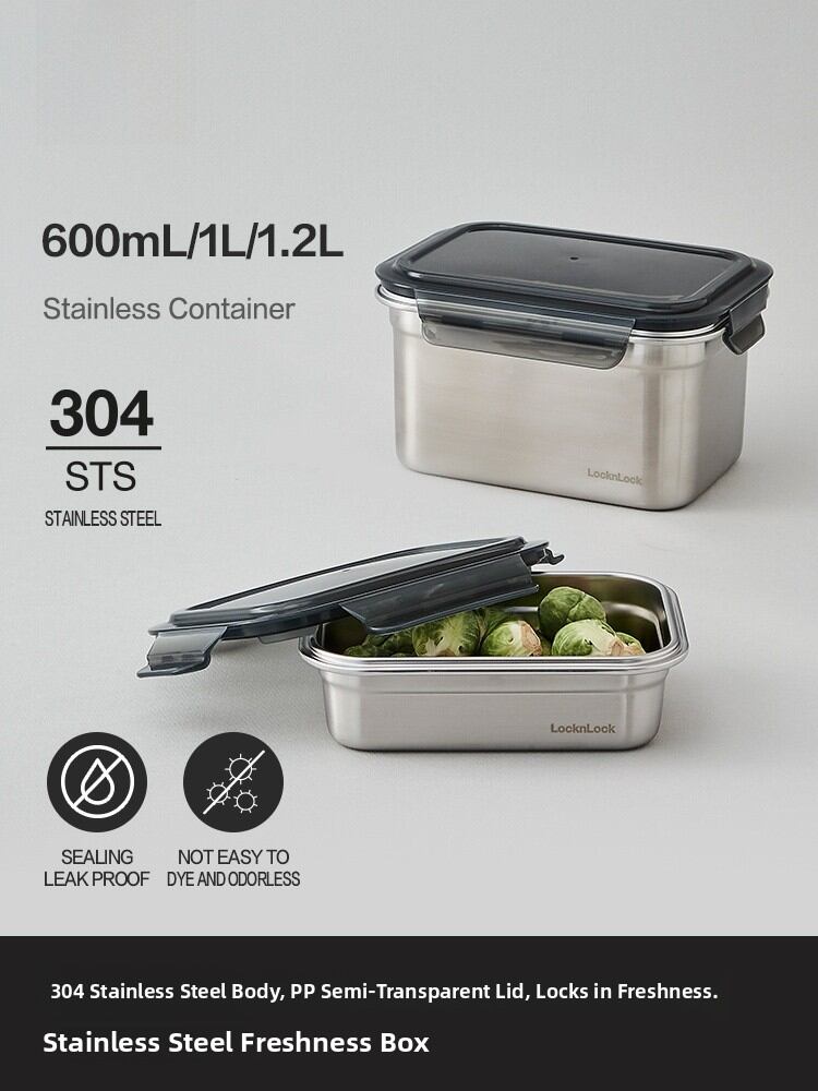 LocknLock Stainless Steel Rectangular Food Storage Container Sealed ...