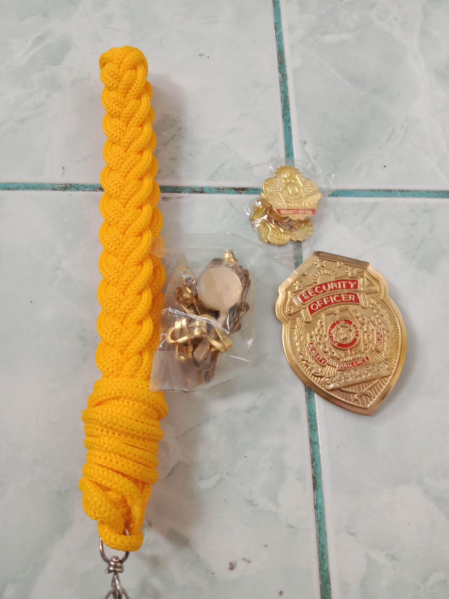 Security Guard Officer Accesories.Lanyard,Badge,Collar Pin Whistle Gold ...