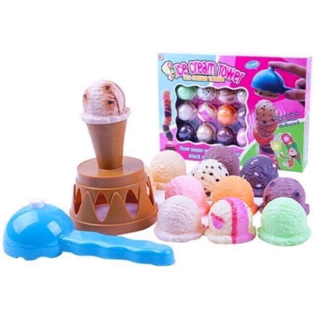 Ice Cream Stacking Tower with Scooper Balancing Fun Game Set ...