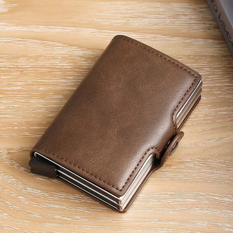 PU Lather Automatic Pop-up Card Clamp,Double Aluminum Alloy Credit Card ...