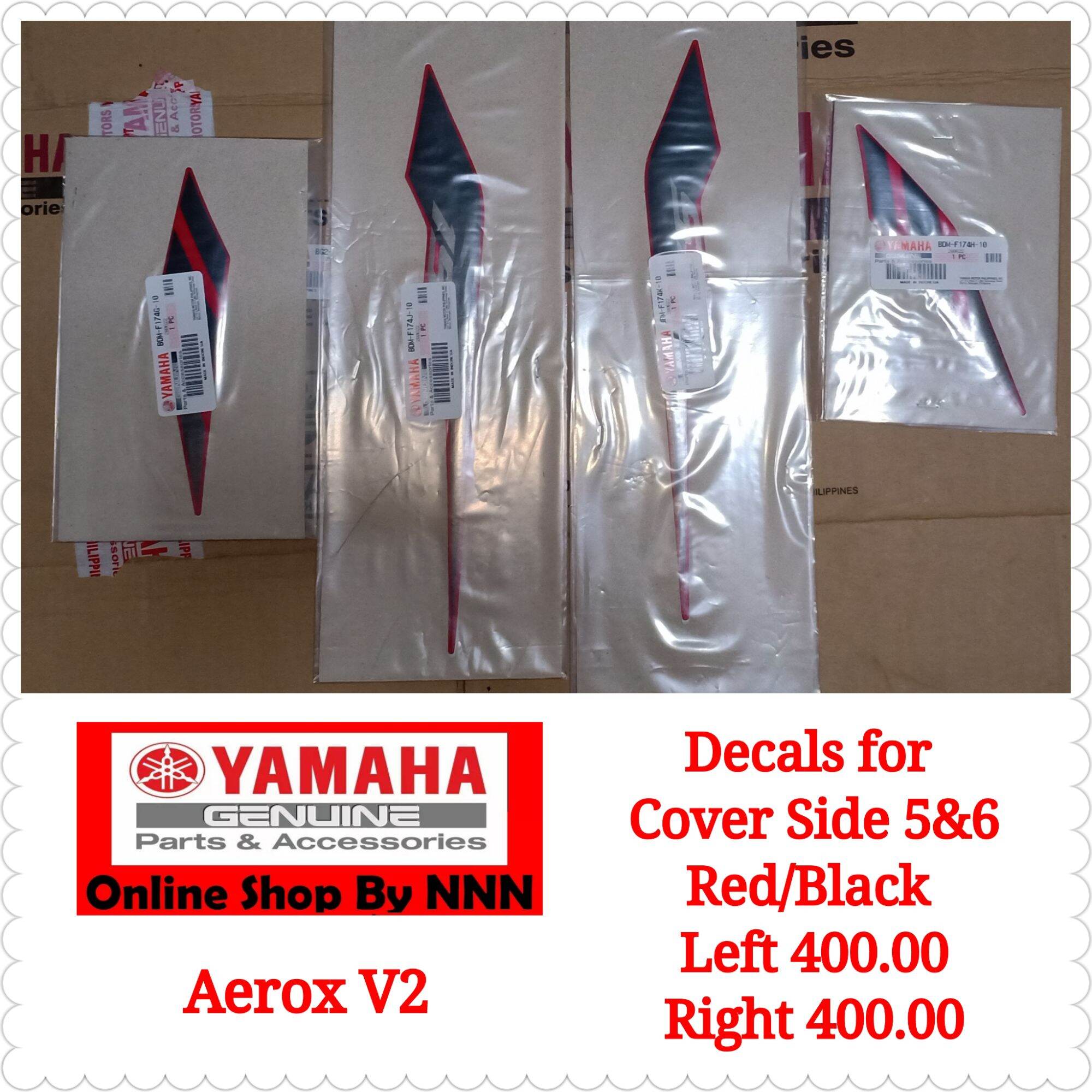 DECALS/STICKER FOR COVER SIDE 5 AND 6 RED AEROX V2 YAMAHA GENUINE PARTS ...