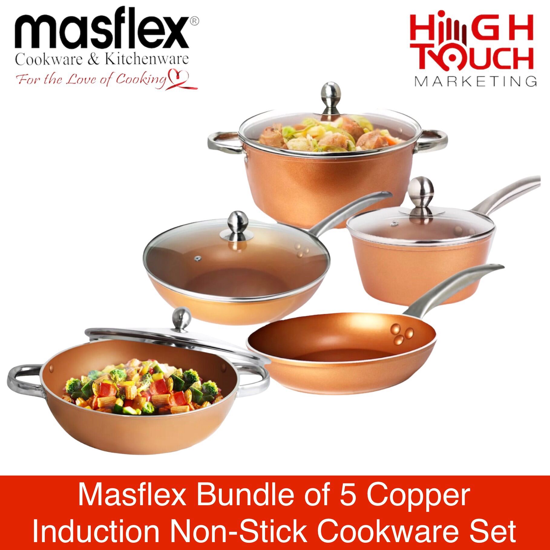 Masflex 9-Piece Copper Induction Non Stick Cookware Set | Lazada PH
