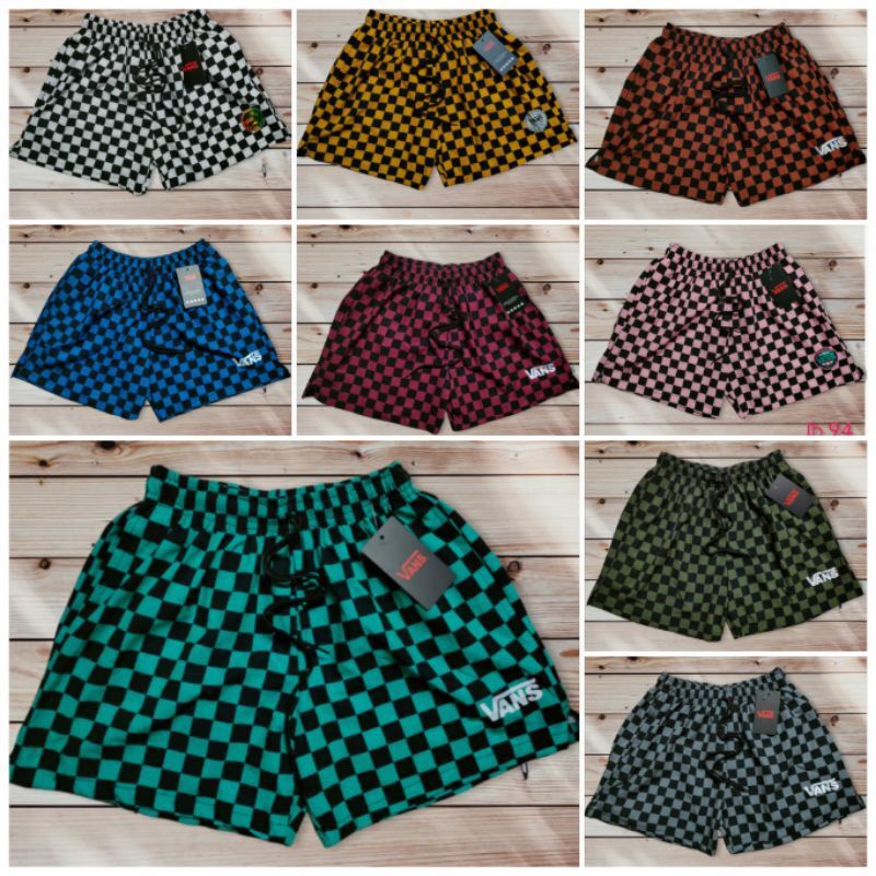 Vans inspired taslan 14" checkboard checkered diced short unisex ...