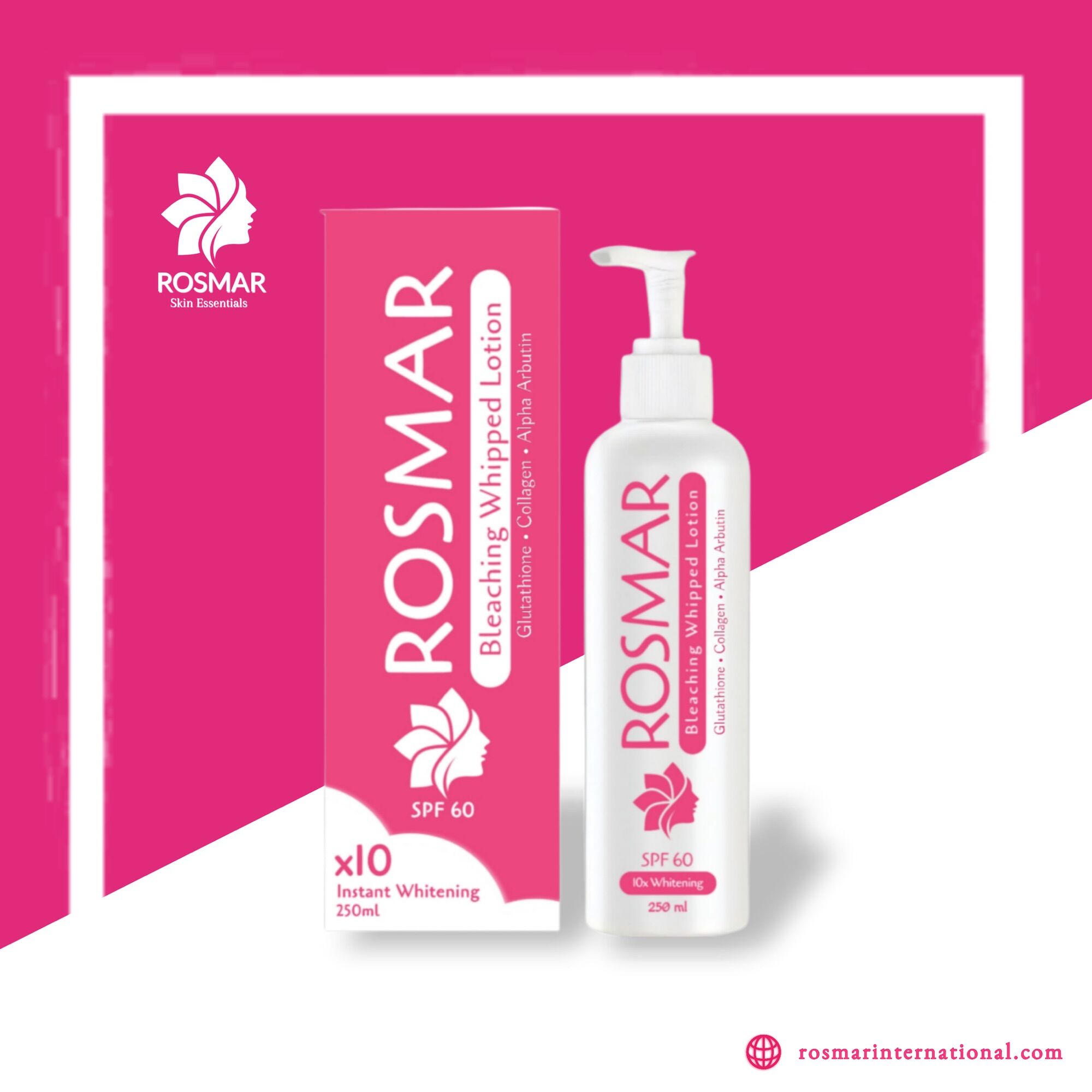 ROSMAR bleaching whipped WHITENING LOTION 250ml SPF 60 | Lazada PH