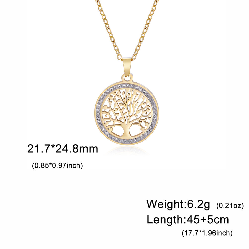 Skyrim Tree of Life Necklace for Women Stainless Steel Gold Color Clear ...