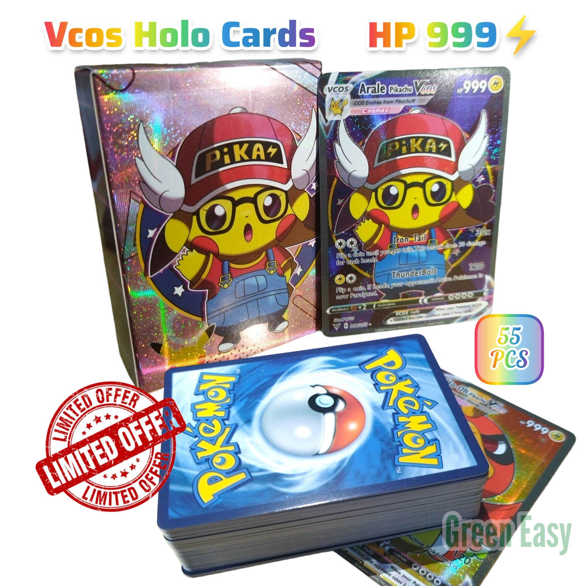55 Pcs Ultra Rare Pokemon Cards HP 999 Pikachu Vcos Holographic Cards ...