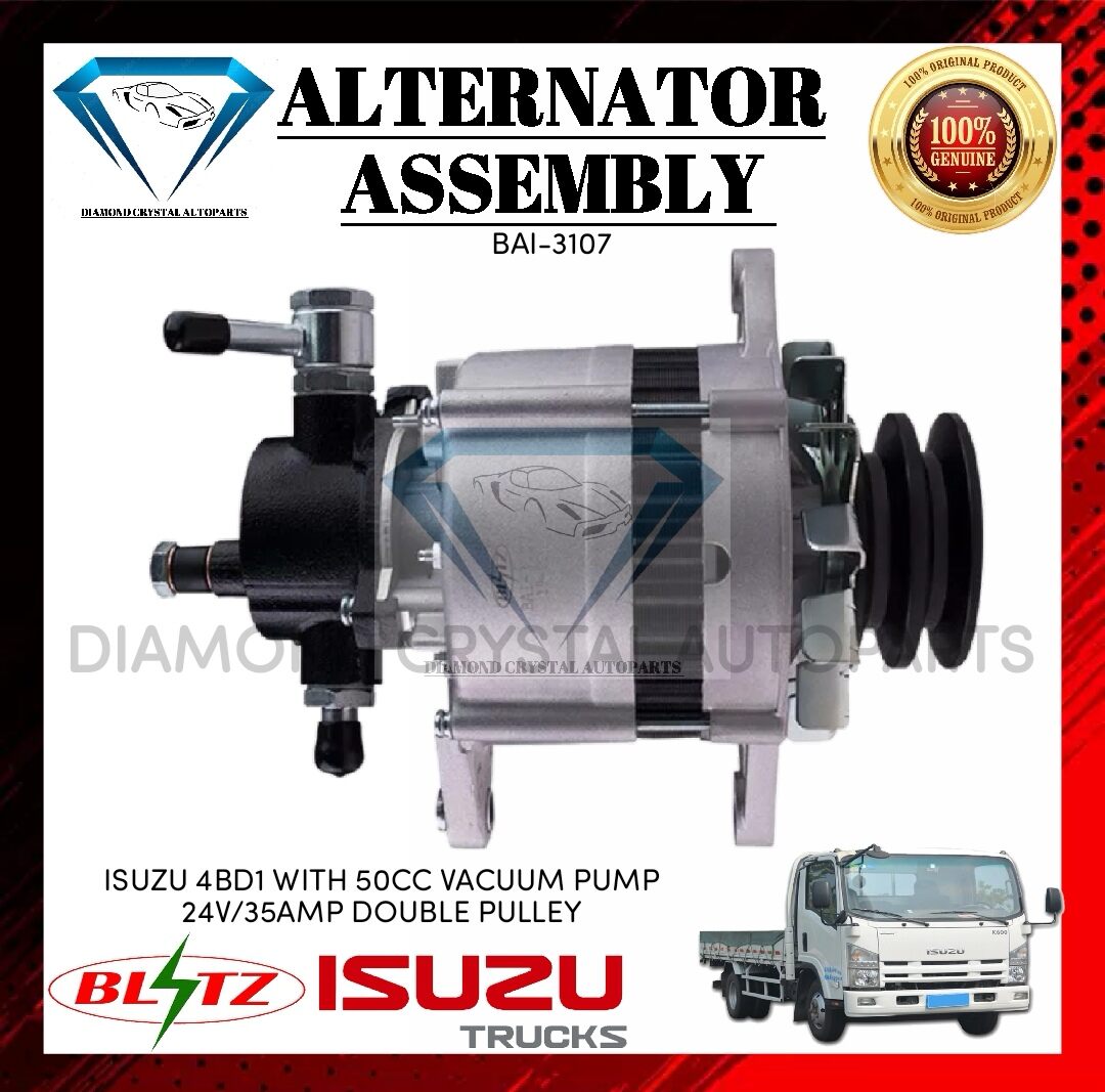 ISUZU 4BD1 WITH 50CC VACUUM PUMP 24V/35AMP DOUBLE PULLEY "BLITZ BRAND ...