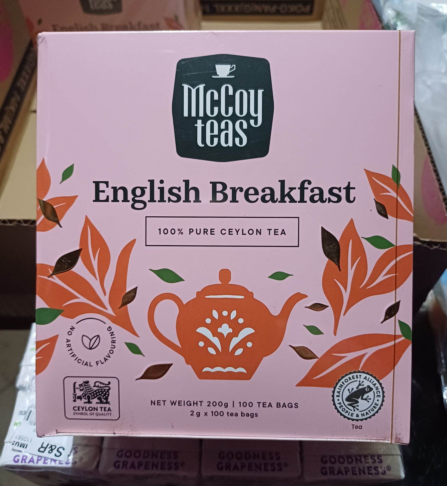 McCoy Teas English Breakfast 100% Pure Ceylon Tea (2g x 100 tea bags ...