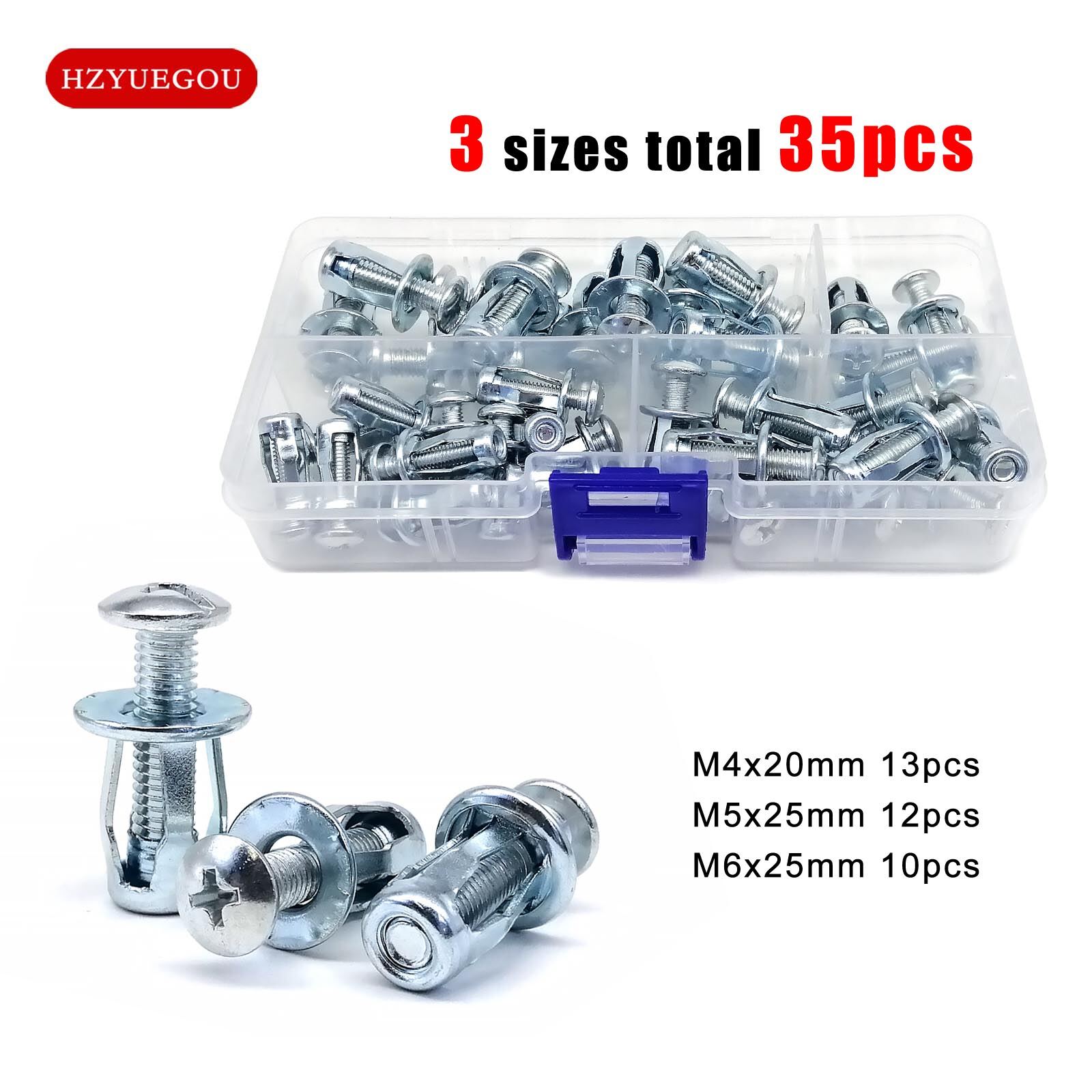 35pcs/box Jack Nut Expansion Rivets Nut Screw Bolt Mix M4 M5 M6 Kit for ...
