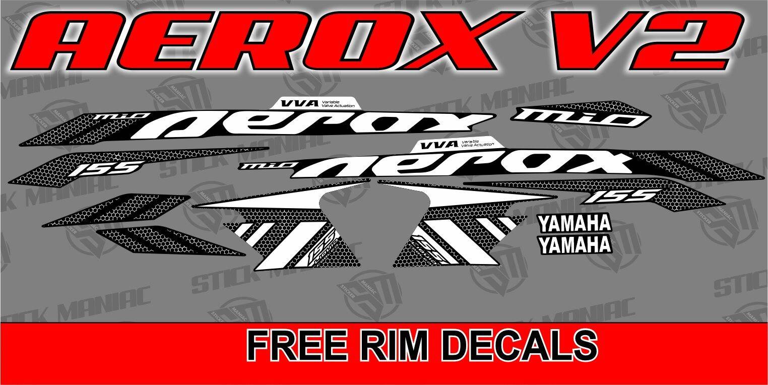 Yamaha aerox v2 decals sticker, free rim decals | Lazada PH
