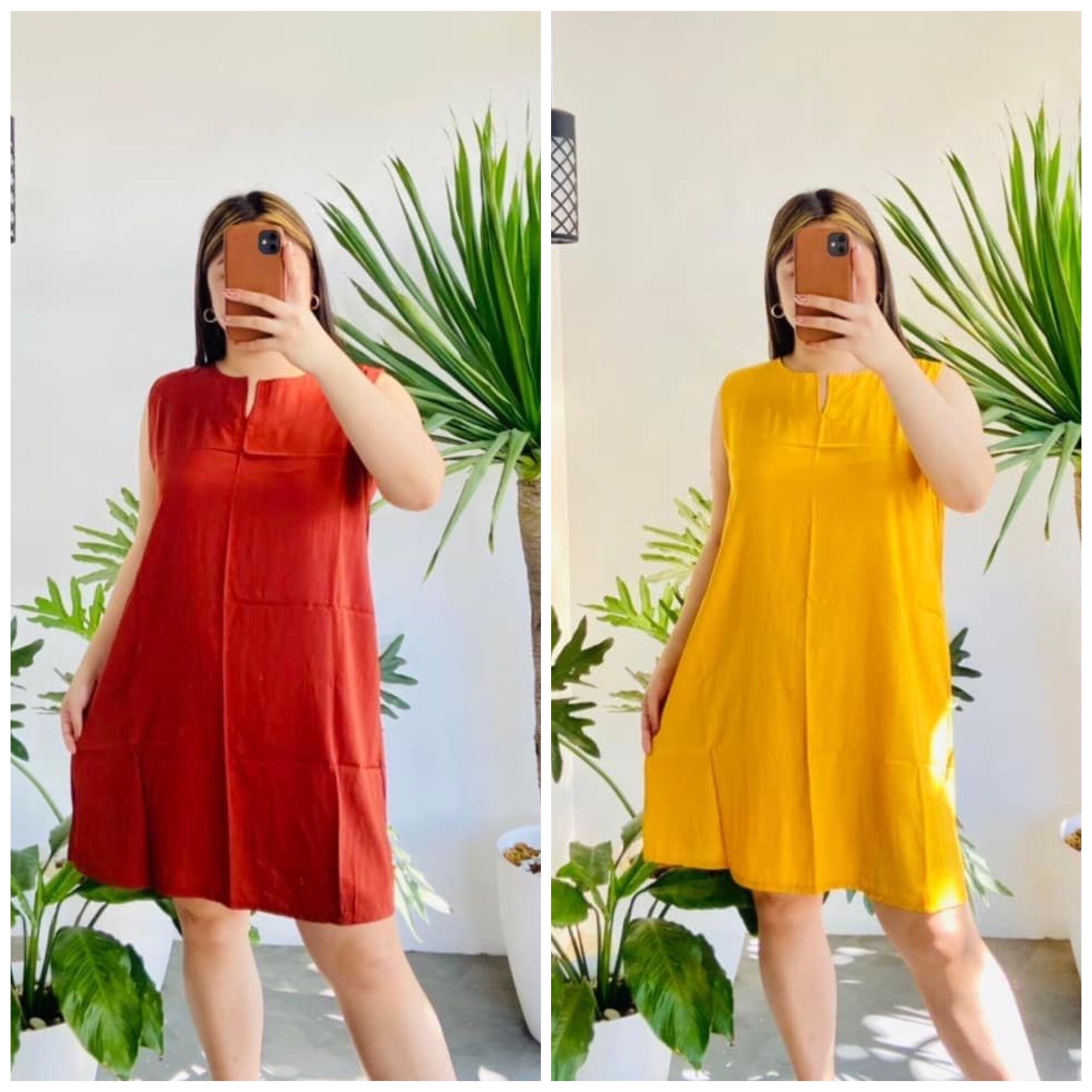 Plus size Vee mini dress challis fabric plain | Lazada PH
