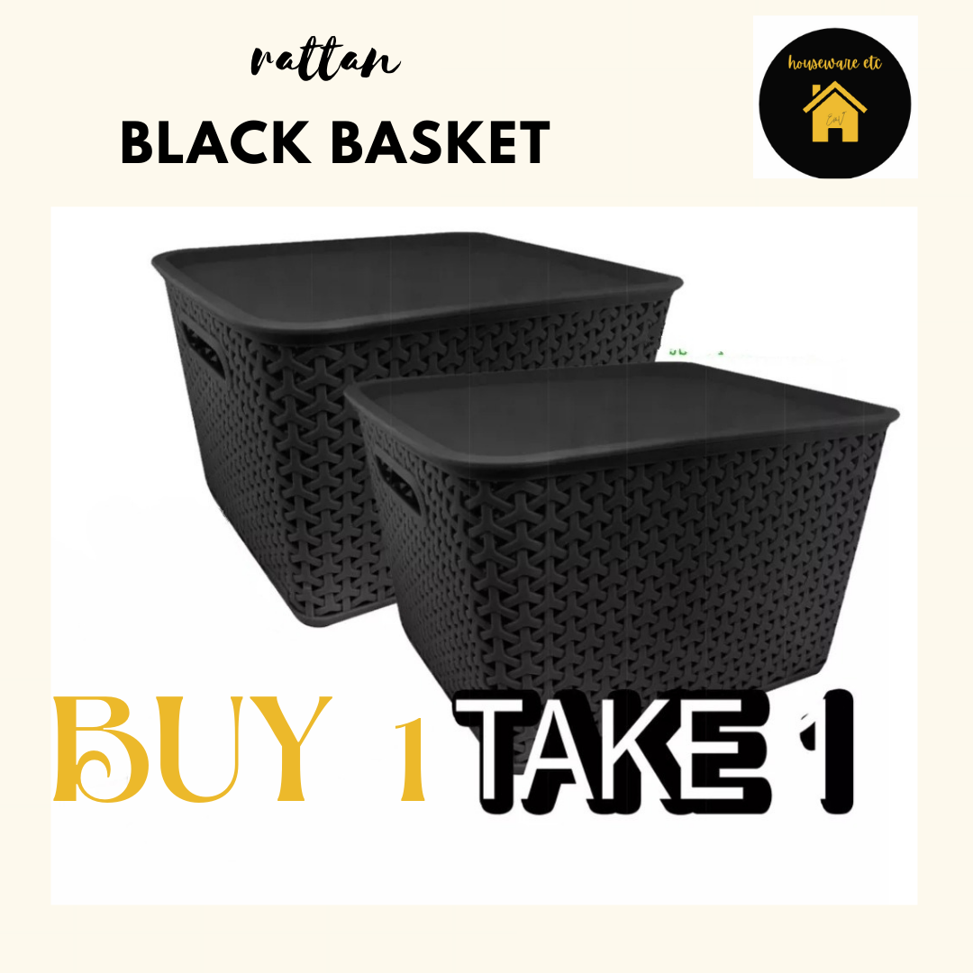 RATTAN BLACK BASKET MULTIPURPOSE ORGANISER | Lazada PH