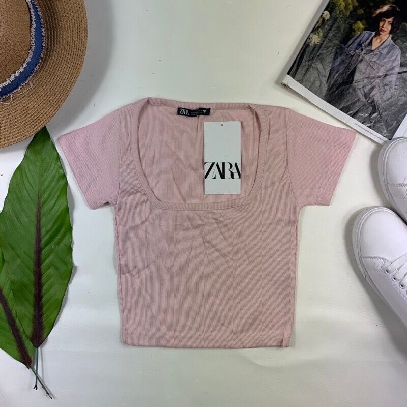 New ZARA square neck knitted plain top | Lazada PH