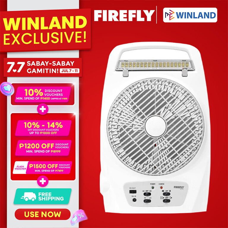 Firefly by Winland 8” Oscillating 2-Speed Electric Fan with 18 LED Desk ...