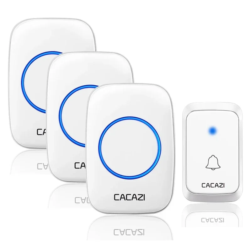 CACAZI A06 DC battery-operated Wireless Waterproof Doorbell 300M Remote ...