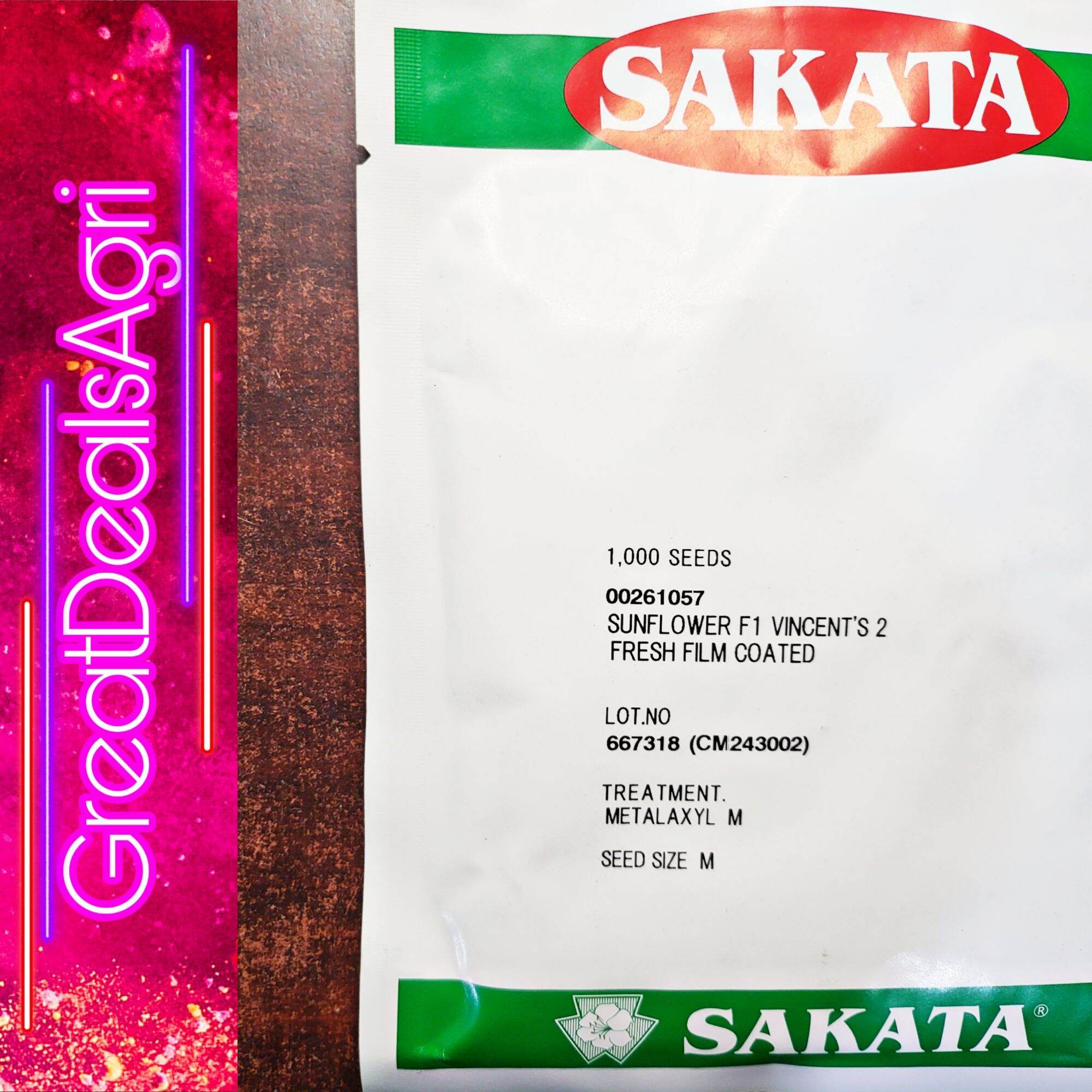 SUNFLOWER F1 HYBRID VINCENT'S 2 FRESH FILM COATED (1000 SEEDS) SAKATA ...