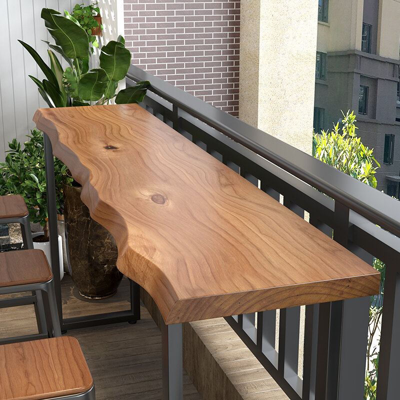 Nordic Solid Wood Bar Table Home Balcony Partition High Leg Table and ...