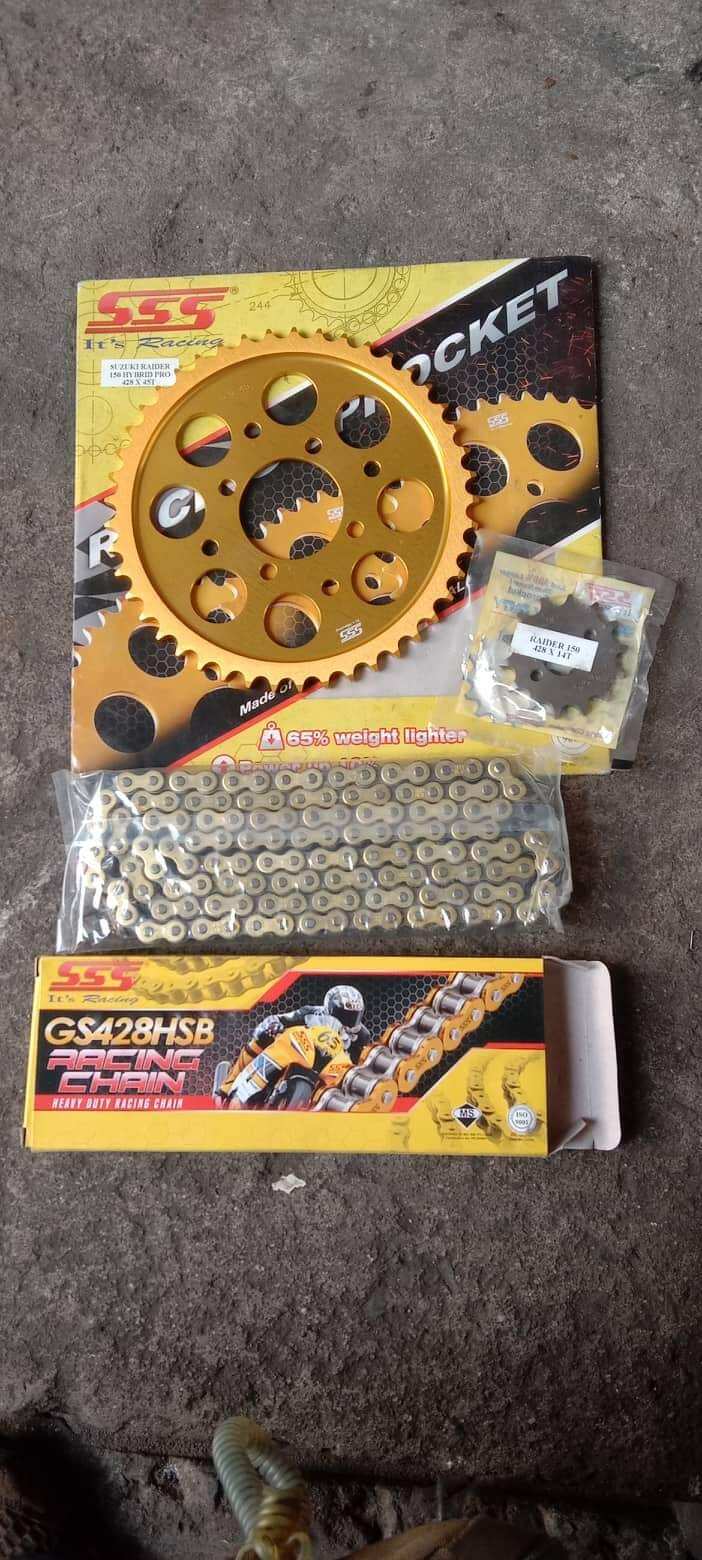 SSS CHAIN SET/SPROCKET SET 14 45 428 ALLOY RAIDER 150 CARB/RFI | Lazada PH
