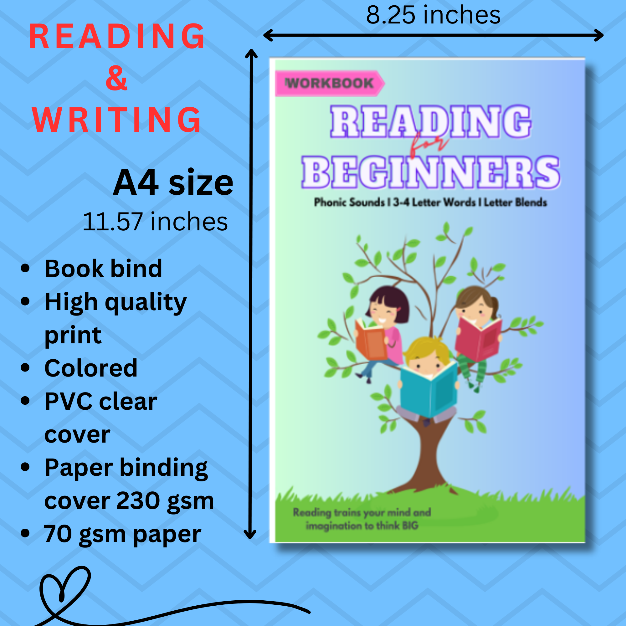 English Reading Workbook for Beginners, Kindergarten, Grade 1 ...