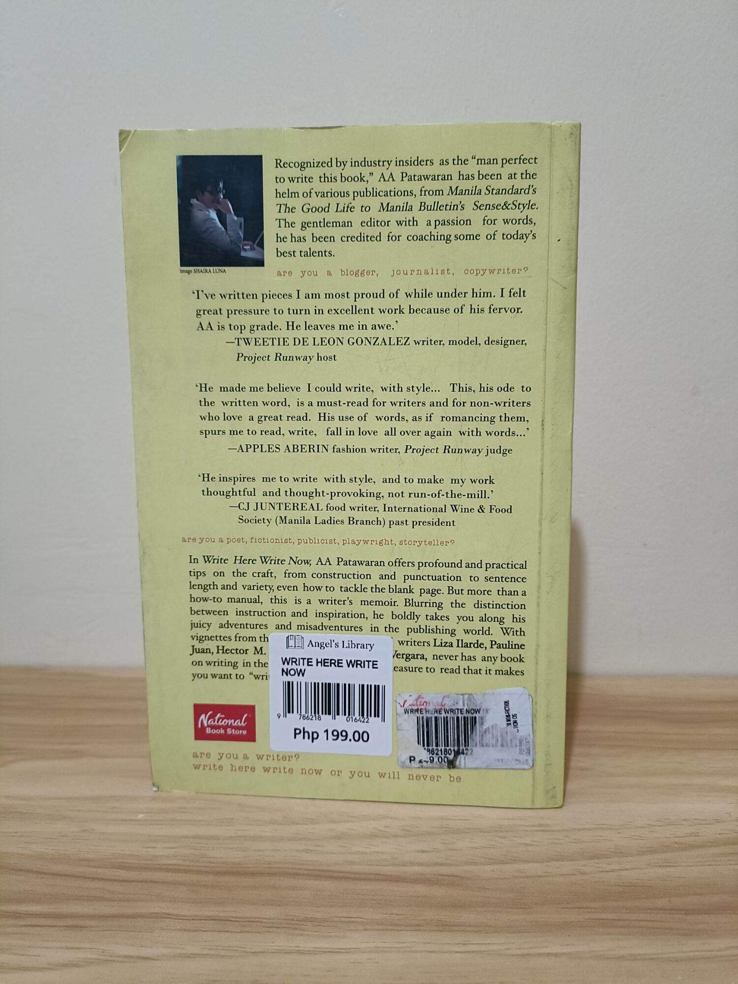 Write Here Write Now (Guide and Tips on Writing) by AA Patawaran ...