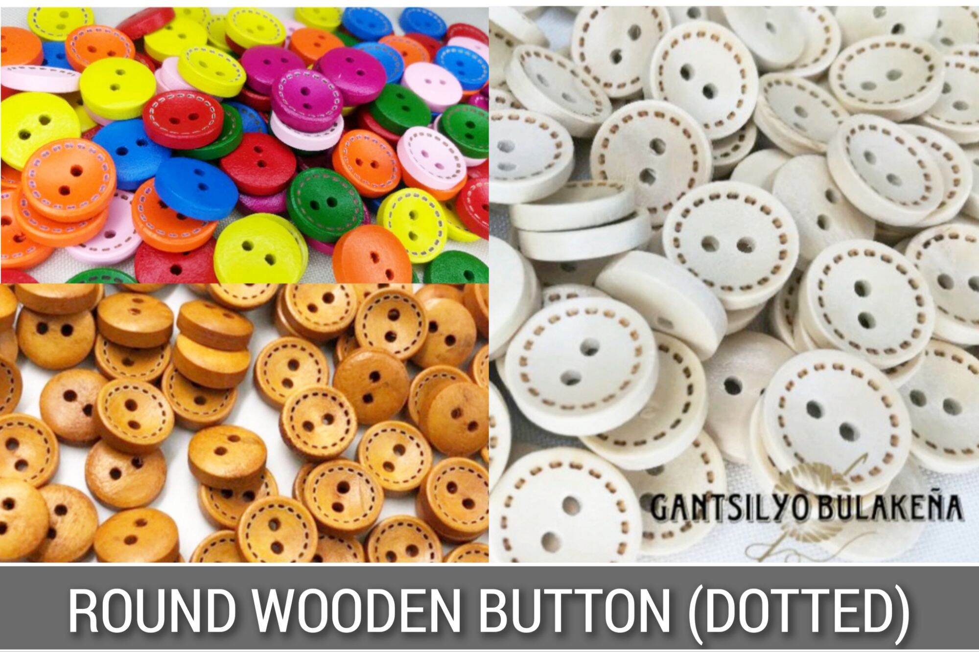 Round Wooden Buttons / Round Sewing Button Plain/Colored Dotted Round ...