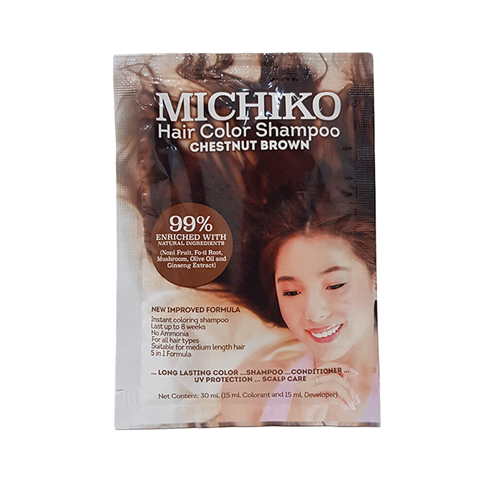 Michiko Hair Color Shampoo Brown/Chesnut Brown/Black 30ml | Lazada PH
