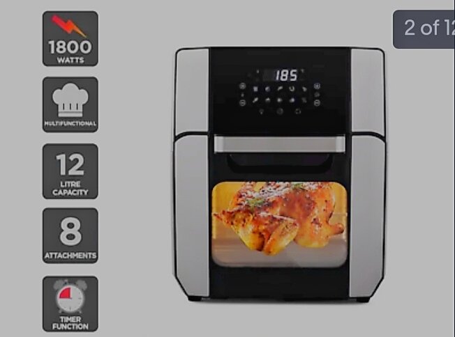 Authentic Kogan 12L 1800W Digital Air Fryer Oven Stainless Steel Multi ...