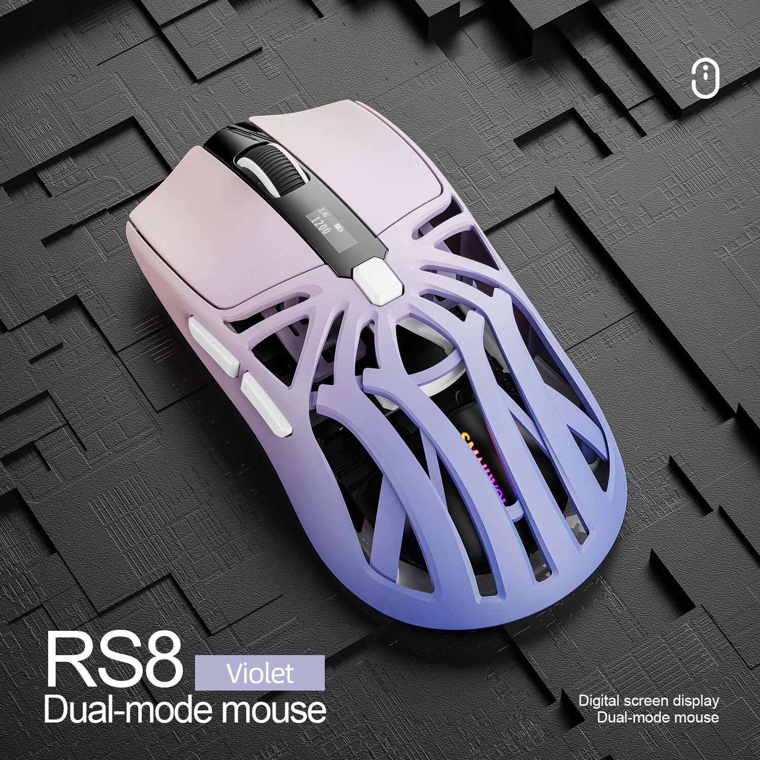 SMAILWOLF RS8 1000Hz Bluetooth mouse, 10000dpi, three-mode connection, lightweight macro gaming ...
