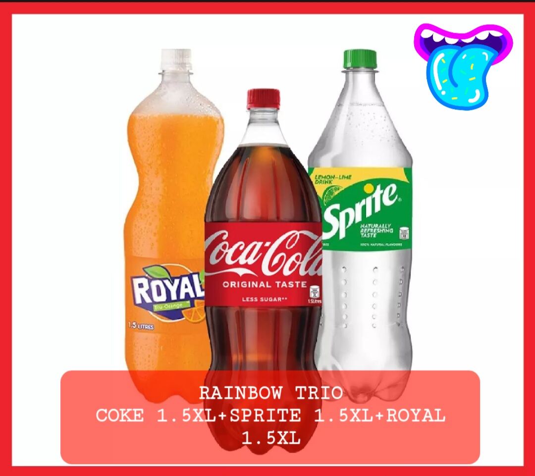 COKE 1.5 XL + SPRITE 1.5XL + ROYAL 1.5XL - RAINBOW TRIO PACK | Lazada PH