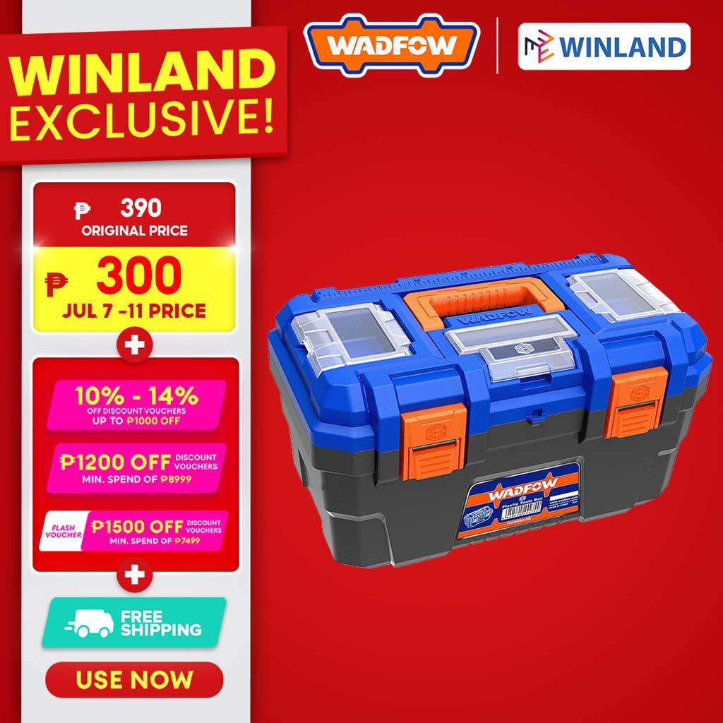 Wadfow by Winland 13inch-16inch Plastic Tool Box Organizer Case with Removable Tray Heavy Duty ...