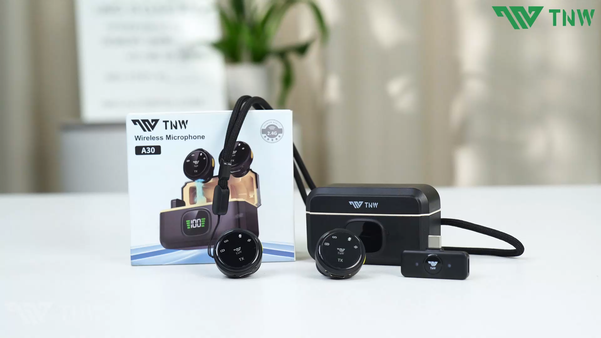 TNW A30 Dual Lapel Microphone Wireless with Charging Case Lavalier Mic ...