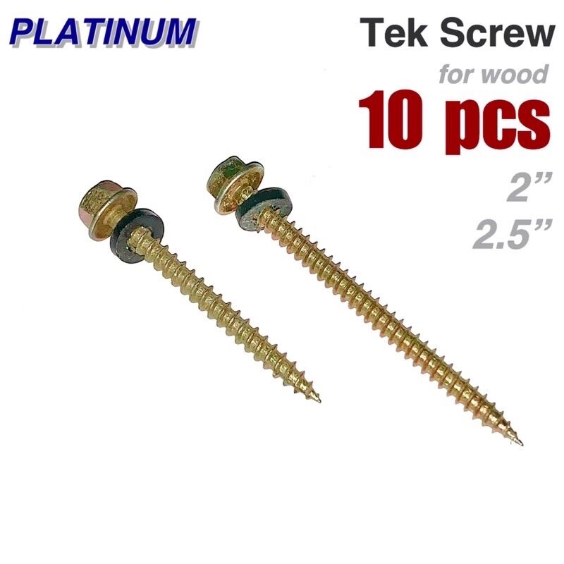 10pcs | Hex Head Tek Screw for Metal/Wood Tekscrew | 2” 2.5” | Lazada PH