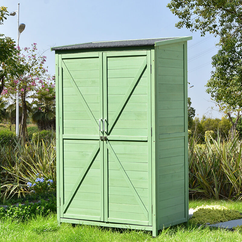 Outdoor Locker Storage Cabinet Solid Wood Rain-Proof Outdoor Balcony ...