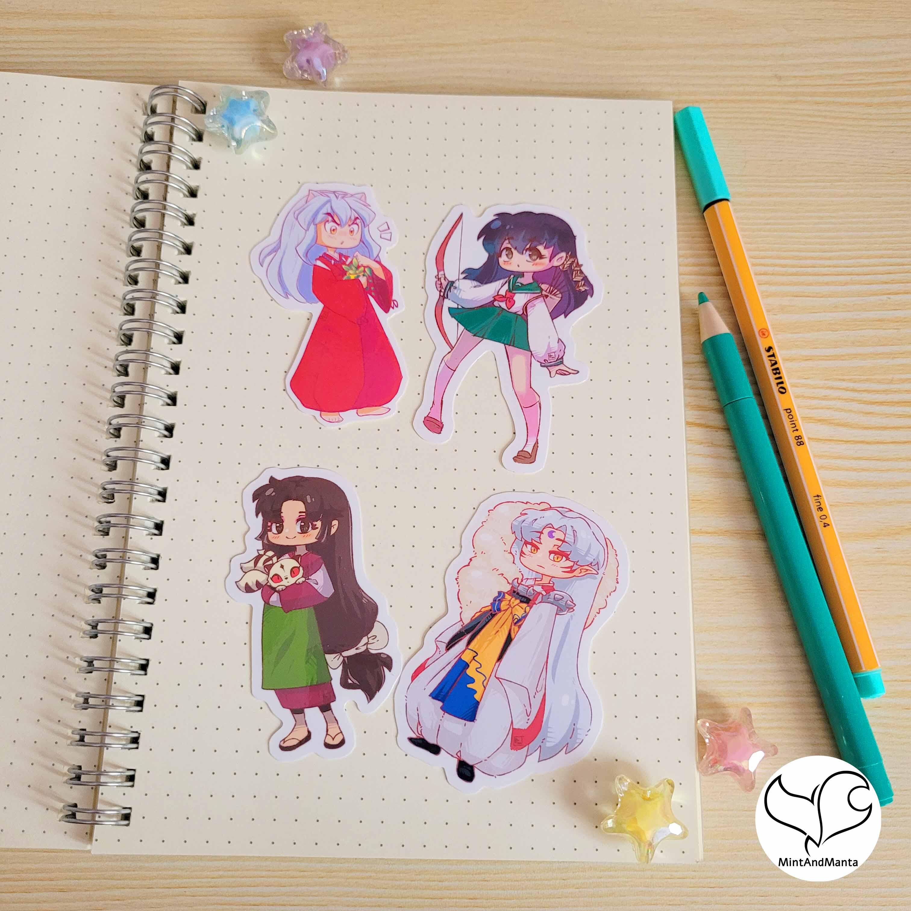 Inuyasha Chibi Sticker Pack | Kagome, Sango, Kirara, Sesshomaru ...